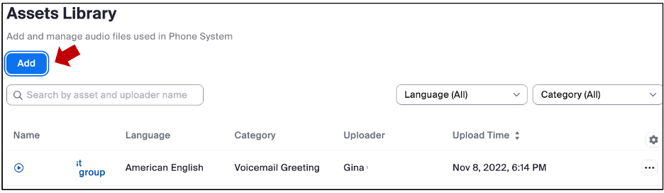 Add Audio to Asset Library / ITS Documentation